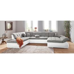 DOMO collection Wohnlandschaft &raquo;PB MORIC wahlweise mit Bettfunktion und Armteilverstellung U-Form&laquo; XXL-Format B/T/H: 353/216/80 cm, feine Steppung, 