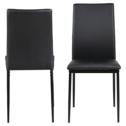 ACTONA GROUP Esszimmerstuhl &raquo;Demina&laquo; (Set) 4 Stk.in Samtvelours oder Kunstleder schwarz B/H/T: 43,5cm x 92cm x 53cm, 4 Stk., PU Lederimitat schwarz
