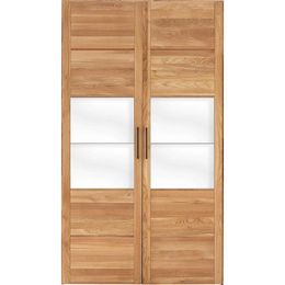 Home Affaire Kleiderschrank &raquo;Chamara&laquo; aus massivem Eichenholz, in unterschiedlichen Breiten, H&ouml;he 218 cm beige B/H/T: 124cm x 218cm x 65cm, T&uuml;ren: 2 
