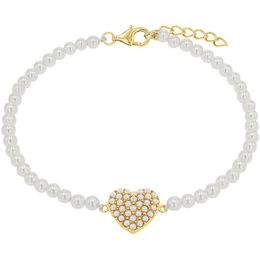 Amor Damen Armband &raquo;Herz&laquo; mit Glasperle gold 19cm, Silber 925 (Sterlingsilber)