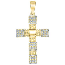 Firetti Kreuzanh&auml;nger &raquo;Schmuck Geschenk Gold 375 Halsschmuck Anh&auml;nger Halskette Kreuz&laquo; mit Zirkonia (synth.) gelb Gelbgold 375, 1,68 g