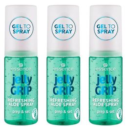 Essence Damen Fixierspray &raquo;Jelly GRIP REFRESHING ALOE SPRAY&laquo; 3-tlg., Gel-to-Mist-Formel, erfrischend, feuchtigkeitsspendend gr&uuml;n 150ml
