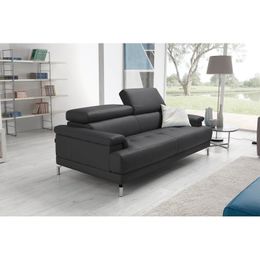 Egoitaliano 2,5-Sitzer &raquo;Soul, Design und Sitzkomfort auf hohem Niveau, tolle Details&laquo; inkl. Kopfteilverstellung f&uuml;r noch mehr Komfort, Designfu&szlig; schwarz Leder &raquo;