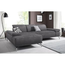 OTTO home Ecksofa &raquo;Caluna&laquo; Inkl.Sitztiefenverstellung, wahlweise mit Kopf- und Armteilverstellung grau Flachgewebe Mura: (100% Polyester);Luxus-