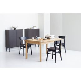 Esstisch &raquo;Basic Dinex, ausziehbar, mit Einlegeplatten - Furnier/Massivholz&laquo; Furnier/Massivholz - robust und langlebig, verschiedene Gr&ouml;&szlig;en braun 