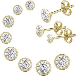 Firetti Damen Ohrstecker-Set &raquo;Multipack Schmuck Geschenk Silber 925 Ohrstecker Glitzerstein&laquo; mit Zirkonia (synth.) gold Silber 925 (Sterlingsilber)