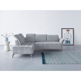 OTTO home Ecksofa &raquo;Fresh L-Form&laquo; Federkern, wahlweise Kopfteilverstellung und motorischer Vorziehsitz grau 100% Polyester B/H/T: 260cm x 79cm x 220cm,
