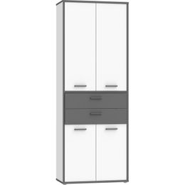 FORTE Aktenschrank &raquo;Keflav&laquo; Breite 84,5 cm wei&szlig; Dekorfolie, FSC -zertifizierter Holzwerkstoff wei&szlig;, B/H/T: 84,5cm x 226,4cm x 41,5cm, Schubladen: 2 