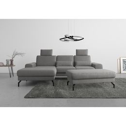 Sit & More sit&more Ecksofa &raquo;Cinturo L-Form&laquo; inklusive Sitztiefenverstellung und Federkern, Sitzh&ouml;he 48 cm grau B/H/T: 283cm x 91cm x 175cm, Soft clean,mega-