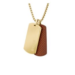 BOSS Herren BOSS Kette mit Anh&auml;nger &raquo;DEVON&laquo; Edelstahl Leder, L: 56 B: 2mm