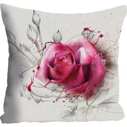 queence Dekokissen &raquo;Rosenbl&uuml;te&laquo; Kissenh&uuml;lle ohne F&uuml;llung, 1 St&uuml;ck pink Polyester B/L: 40cm x 40cm, 1 Stk.