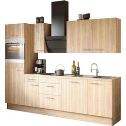 Optifit K&uuml;che &raquo;Klara&laquo; Breite 270 cm, wahlweise mit E-Ger&auml;ten braun B/H/T: 270cm x 60cm, ohne E-Ger&auml;te