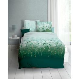 Kaeppel Bettw&auml;sche &raquo;Herbal&laquo; 2 Stk. gr&uuml;n Mako-Satin, Obermaterial: 100% Baumwolle B/L: 155cm x 220cm, 1 Stk., 1 Stk., Mako-Satin, B/L: 80cm x 80cm, 2 Stk.