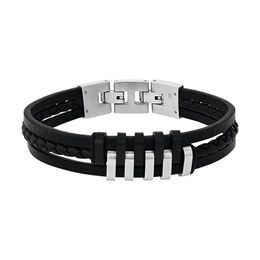 Tom Tailor Herren Tom Tailor Lederarmband &raquo;mehrreihig&laquo; 21,5cm, Edelstahl Leder