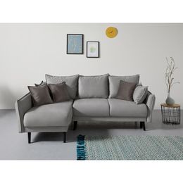 Home Affaire Ecksofa &raquo;Asra L-Form, B: 240 cm&laquo; Schlaffunktion, Bettkasten, Taschen & 3 Zierkissen, Federkern grau 100% Polyester B/H/T: 240cm x 95cm x 