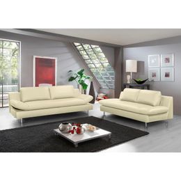 Places of Style 2-Sitzer &raquo;Redding&laquo; In Naturleder beige Zierkissen: 100% Polyester;Luxus-Microfaser (100% Polyester), mit Zierkissen ebenfalls in Luxus