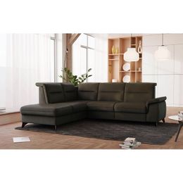 Sit & More sit&more Ecksofa &raquo;Astoria L-Form&laquo; wahlweise mit motorischer Relaxfunktion gr&uuml;n 100% Polyester B/H/T: 256cm x 91cm x 225cm, Luxus-Microfaser in 