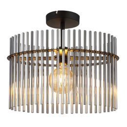 Globo LIGHTING Deckenleuchte &raquo;GORLEY&laquo; E27 1 Stk. Deckenlampe Glasst&auml;be rauchfarben LxBxH: 400x220x340mm silber H: 34cm, 1 Stk.