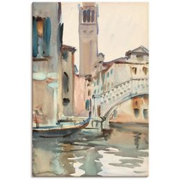 Artland Leinwandbild &raquo;Eine Br&uuml;cke und Campanile, Venedig.&laquo; Venedig 1 Stk. tlg. auf Holzrahmen gespannt braun Leinwand B/H/T: 20cm x 30cm, Leinwandbild Venedig
