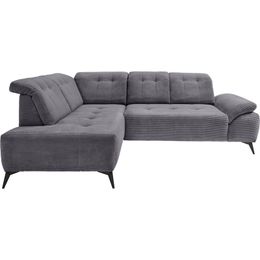 Home Affaire Ecksofa &raquo;Lazio modern und bequem, schmale Armlehnen, tolle Detailverarbeitung&laquo; zwei verschiedene Fu&szlig;farben w&auml;hlbar grau 93% Polyester, 7%
