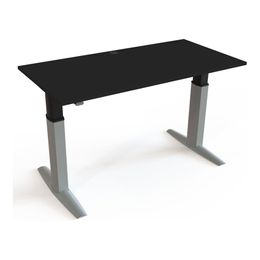 STIER Elektrisch h&ouml;henverstellbarer Schreibtisch 501-23 160 x 80cm Schwarz/Silber melaminierte Platte 68-120cm (907749)