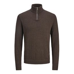 Jack & Jones Jack & Jones Strickjacke mit Viertelrei&szlig;verschluss in Mulch | Gr.: XXL