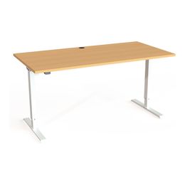 STIER Elektrisch h&ouml;henverstellbarer Schreibtisch 501-20 160 x 80cm Buche Wei&szlig; (907744)