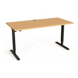 STIER Schreibtisch 501-20 elektrisch h&ouml;henverstellbar 160 x 80 cm Buche Schwarz (907739)