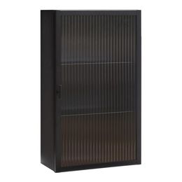 [en.casa] Wandschrank, Schwarz, Metall, Glas, 2 F&auml;cher, Rechteckig, 35x60x15 cm, Badezimmer, Badezimmerschr&auml;nke, H&auml;ngeschr&auml;nke