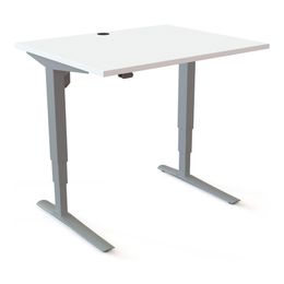STIER Steh-Tisch 501-43 elektrisch h&ouml;henverstellbar 100 x 80cm Wei&szlig; melaminbeschichtet 65-125cm (907761)
