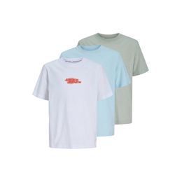 Jack & Jones Junior T-Shirt 'JCOFusion' Jungen Gr&ouml;&szlig;e 152 hellblau / gr&uuml;n / rot / wei&szlig;