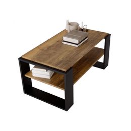 CraftPAK Couchtisch, Nussbaum, Schwarz, Holzwerkstoff, Rechteckig,Rechteckig, 96x42x53.8 cm, Wohnzimmer, Wohnzimmertische, Couchtische