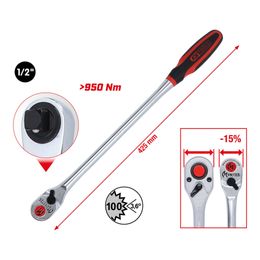 KS Tools 1/2" Monster Umschaltknarre, lang, 100 Zahn (935.1295)