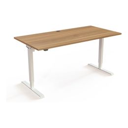 STIER Elektrisch h&ouml;henverstellbarer Schreibtisch 501-20 160 x 80cm Nussbaum Wei&szlig; (907746)