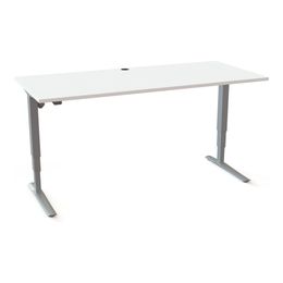 STIER Elektrisch h&ouml;henverstellbarer Schreibtisch 501-43 180 x 80cm Wei&szlig;/Silber 65-125cm (907774)