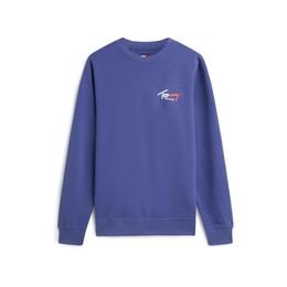 Tommy Jeans Sweatshirt 'Signature Logo Sueded' male size L Indigo / Cherry red / White