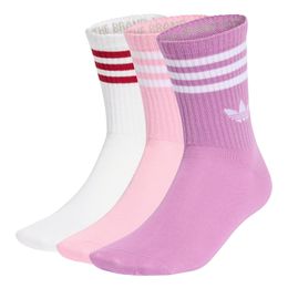 adidas originals Socks '3-Stripes Crew 3 Pairs' female size 40/42 Plum / Powder / Red / White