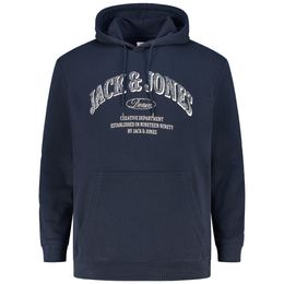 Jack & Jones Herren Gro&szlig;e Gr&ouml;&szlig;en | Jack&Jones Hoodie mit Label-Print Farbe blau Gr&ouml;&szlig;e: 7XL