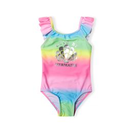 MINOTI Badeanzug M&auml;dchen Gr&ouml;&szlig;e 122/128 blau / gr&uuml;n / pink / silber