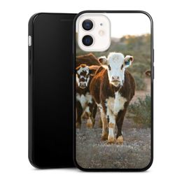 DeinDesign iPhone 12 mini Handy Slim Case extra d&uuml;nn Silikon Handyh&uuml;lle schwarz H&uuml;lle Cow Farmer Calf Silikon Slim Case