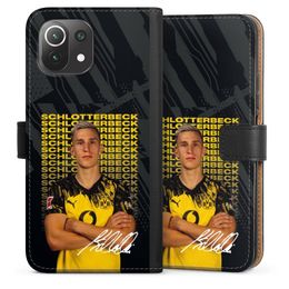 DeinDesign Xiaomi Mi 11 Lite 5G Handy Klapph&uuml;lle Handyh&uuml;lle aus Kunst Leder schwarz Flip Case Borussia Dortmund Nico Schlotterbeck Bvb Sideflip mit langer Lasche