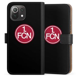 DeinDesign Xiaomi Mi 11 Lite 5G Handy Klapph&uuml;lle Handyh&uuml;lle aus Kunst Leder schwarz Flip Case Official Licensed Product 1. Fc N&uuml;rnberg 1. Fcn Sideflip mit langer