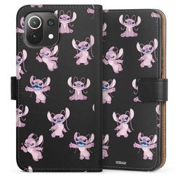 DeinDesign Xiaomi Mi 11 Lite 5G Handy Klapph&uuml;lle Handyh&uuml;lle aus Kunst Leder schwarz Flip Case Lilo & Stitch Angel Disney Sideflip mit langer Lasche