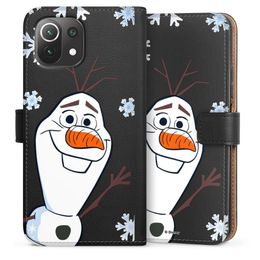 DeinDesign Xiaomi Mi 11 Lite 5G Handy Klapph&uuml;lle Handyh&uuml;lle aus Kunst Leder schwarz Flip Case Disney Frozen 2 Frozen Olaf Sideflip mit langer Lasche