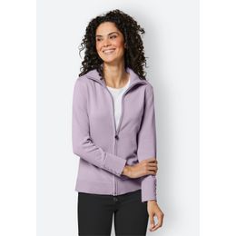 Damen Strickjacke, Lila, Gr. 46, CREATION L PREMIUM, Basic Strickjacken, 100% Baumwolle