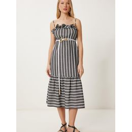 Happiness İstanbul Kleid Damen Gr&ouml;&szlig;e 36 anthrazit / wei&szlig; Sommerkleid