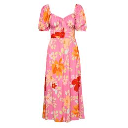 Laurella Kleid Damen Gr&ouml;&szlig;e 44 hellgelb / pastelllila / dunkelorange / hellpink Sommerkleid