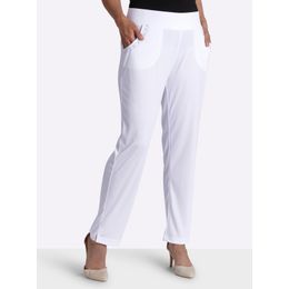 sheego Gro&szlig;e Gr&ouml;&szlig;en Schlupfhose mit Ziersteinchen, wei&szlig;, Gr&ouml;&szlig;e 50 - Damen