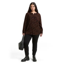 Tom Tailor sheego Gro&szlig;e Gr&ouml;&szlig;en Klassische Bluse, brown black small leo print, Gr&ouml;&szlig;e 46 - Damen
