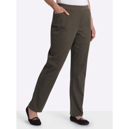 sheego Gro&szlig;e Gr&ouml;&szlig;en Stretch-Jeans mit Rundum-Dehnbund, khaki, Gr&ouml;&szlig;e 23 - Damen